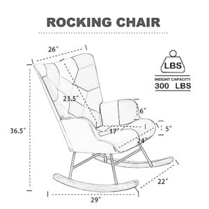 KGOPK Rocking Chair Upholstered Rocking Chairs for Living Room,High Back Arm Chair Comfy Side Chair with Wooden Base Nursery Glider Rocker for Bedroom,Office (Patchwork Pink)