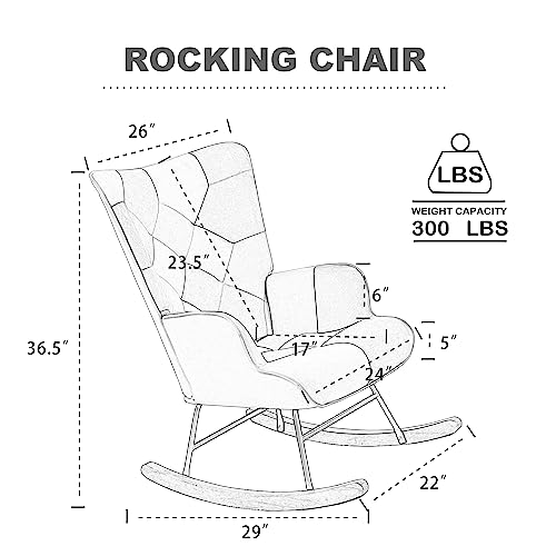 KGOPK Rocking Chair Upholstered Rocking Chairs for Living Room,High Back Arm Chair Comfy Side Chair with Wooden Base Nursery Glider Rocker for Bedroom,Office (Patchwork Pink)