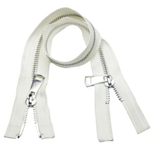 2PCS #5 38inch Two Way Separating Zippers(Open-end Zipper) for Jackets Sewing Coats Crafts,Silver Metal Zippers Bulk（White Belt-38in 2pcs）