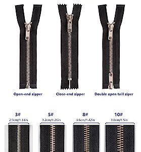 2PCS #5 38inch Two Way Separating Zippers(Open-end Zipper) for Jackets Sewing Coats Crafts,Silver Metal Zippers Bulk（White Belt-38in 2pcs）