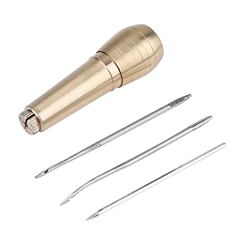 3 Needles Copper Handle Sewing Awl, Leather Shoe Repair Tool, Good Choice for Sewing and Repairing Leather, Shoes, Bags