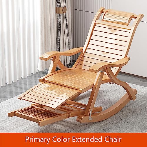 Lunch break chair, outdoor rocking chair, rocking chair, armchair, rocking chair with headrest, extra long with footrest, for leisure and home use, suitable for bedroom, office ( Color : Walnut )