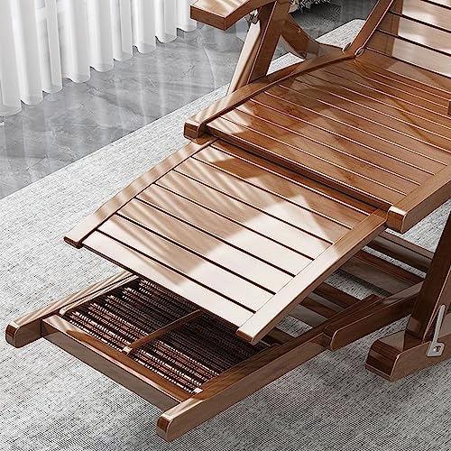 Lunch break chair, outdoor rocking chair, rocking chair, armchair, rocking chair with headrest, extra long with footrest, for leisure and home use, suitable for bedroom, office ( Color : Walnut )