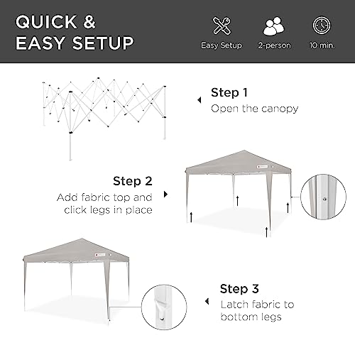 Best Choice Products 10x10ft Pop Up Canopy Outdoor Portable Folding Instant Lightweight Gazebo Shade Tent w/Adjustable Height, Wind Vent, Carrying Bag - Gray