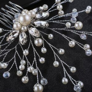 ZJHYXYH Wedding Ivory White Peals Hair Combs Bridal Hairpins for Women Rhinestone Ornaments Jewelry Hairpiece