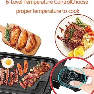 Extra Large Nonstick Electric Griddle - Pancake Griddle for Eggs, Burgers, Beef, Cheese, Party Smokeless Griddle Pan with Temperature Control, Dishwasher Safe, Black, 1500W