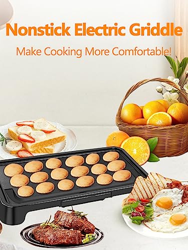 Extra Large Nonstick Electric Griddle - Pancake Griddle for Eggs, Burgers, Beef, Cheese, Party Smokeless Griddle Pan with Temperature Control, Dishwasher Safe, Black, 1500W