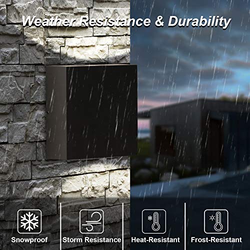 illumishin Modern Outdoor Wall Light,LED Wall Mount Sconces Lamp Exterior Light Fixture with Glass Shade 3000K Outside Waterproof Square Wall Lamp Warm Lantern for House Patio Garden Garage