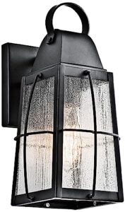 nygrad tolerand 12" 1 light textured black outdoor wall sconce with clear seeded glass