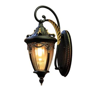 pehub outdoor wall light fixture, industrial vintage sweep black metal wall sconce, ip65 waterproof porch light wall lamp for garden & patio, e26/e27 socket exterior light fixture