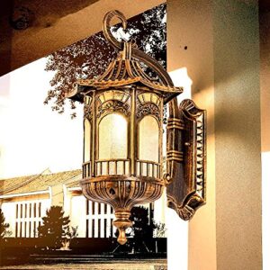 PEHUB Wall Light Outdoor Waterproof Wall Lamp Sconces Outdoor Chinese Style Villa Garden Lights Door Baroque Glass Lights Balcony Exterior Wall Lantern Exterior Light Fixture