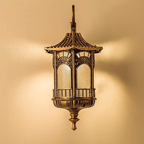 PEHUB Wall Light Outdoor Waterproof Wall Lamp Sconces Outdoor Chinese Style Villa Garden Lights Door Baroque Glass Lights Balcony Exterior Wall Lantern Exterior Light Fixture