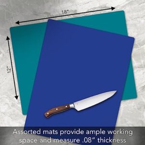 Cut N’ Funnel Blue Caraco 2 Pack Thick Multicolor Plastic Cutting Board Mats Made in the USA BPA & PVC Free Plastic