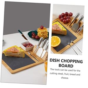 BESTonZON 1 Set Slate Knife and Fork Set Wooden Cutting Boards Dinette Set Fruit Tray Platter Bamboo Cheese Board with Cutlery Set Charcuterie Cutlery Knife Cheese Board Platter Tableware