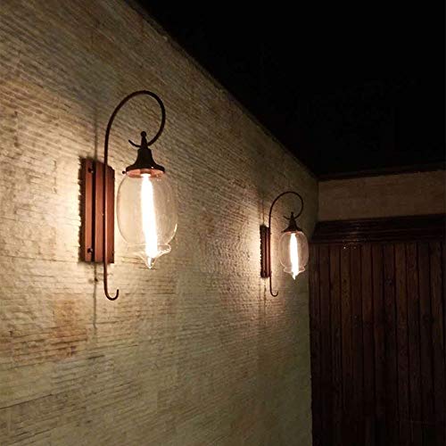 PEHUB Creative Transparent Glass Exterior Wall Lamp Indoor and Outdoor Lighting Hardware Wall Sconce Gooseneck Wall Light Country Loft Aisle Farmhouse Porch Warehouse Door Wall Lamp Exterior Light Fix