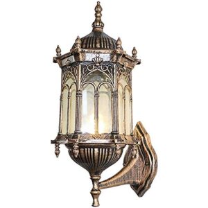 pehub victoria retro glass shade outdoor sconce light vintage waterproof aluminum metal wall light garden antique wall lamp villa balcony external rainproof wall lantern bulb lights fitting exterior l