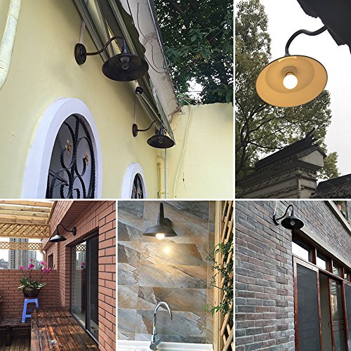 PEHUB Retro Nostalgia Hat Paint Iron Wall Lamp Style Rural Simple Idea Wall Light Outdoor Courtyard Aisle Balcony Villa Outdoor Wall Sconce Exterior Light Fixture