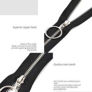 1PCS #8 30inch Two Way Separating Zippers(Open-end Zipper) for Jackets Sewing Coats Crafts,Silver Metal Teeth（Grey Belt-30in 1PCS）