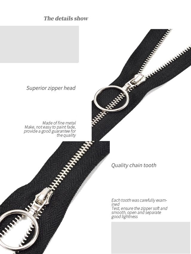 1PCS #8 30inch Two Way Separating Zippers(Open-end Zipper) for Jackets Sewing Coats Crafts,Silver Metal Teeth（Grey Belt-30in 1PCS）