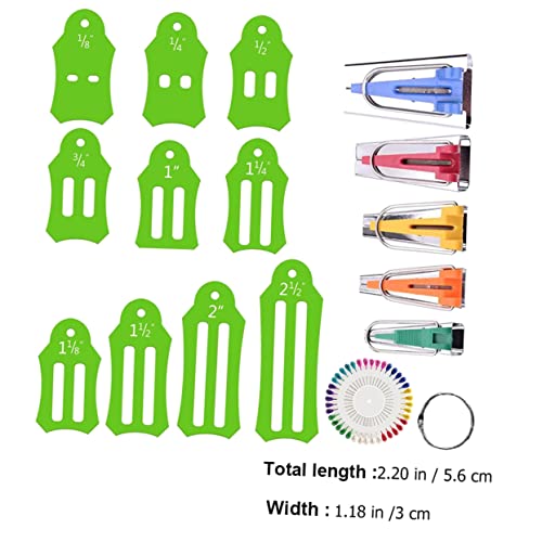 COHEALI 1 Set Pin Bag Folding Bias Strips Set Fabric Bias Tape Maker Sewing Quilting Tools Carpet Tools Carpet Tape Rug Set Fabric Sewing Maker Quilting Tool Kit Bias Tape Maker Tool Green