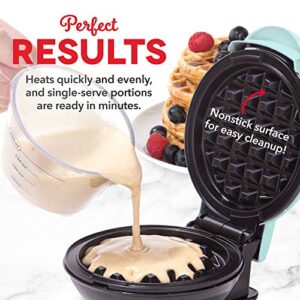 DASH 8” Express Electric Round Griddle, Red & Mini Maker for Individual Waffles, Hash Browns, Keto Chaffles with Easy to Clean, Non-Stick Surfaces, 4 Inch, Aqua