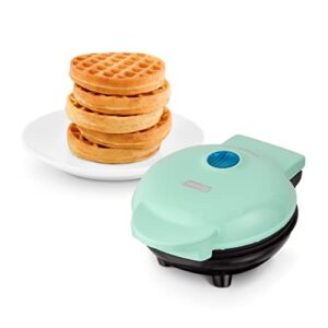 DASH 8” Express Electric Round Griddle, Red & Mini Maker for Individual Waffles, Hash Browns, Keto Chaffles with Easy to Clean, Non-Stick Surfaces, 4 Inch, Aqua