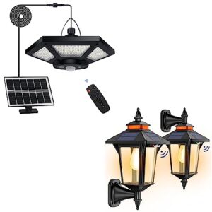 aqonsie solar shed lights outdoor with 3 lighting modes & motion sensor, elegant solar barn lights outdoor waterproof solar wall sconce lights, solar lanterns for barn shed yard garage chicken coop