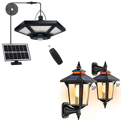 Aqonsie Solar Shed Lights Outdoor with 3 Lighting Modes & Motion Sensor, Elegant Solar Barn Lights Outdoor Waterproof Solar Wall Sconce Lights, Solar Lanterns for Barn Shed Yard Garage Chicken Coop