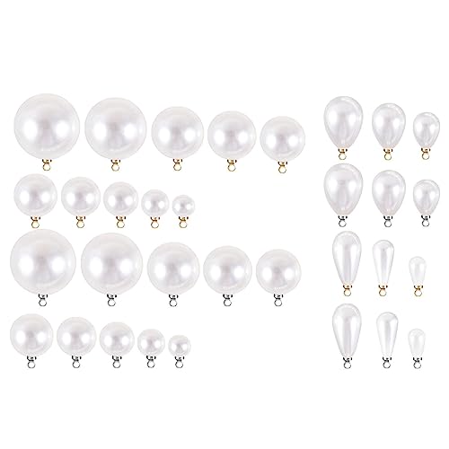 EXCEART Faux Pearl Charms Pendants 60Pcs DIY Elegant Imitation Peal Charms Beads for Earrings Bracelets Bangle Necklace Phone Case Hair Clip Craft Jewelry Making