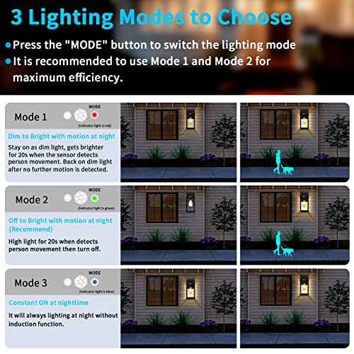 Aqonsie Solar Porch Lights Outdoor with 3 Lighting Modes & Motion Sensor, Elegant Solar Barn Lights Outdoor Waterproof Solar Wall Sconce Lights, Solar Lanterns for Barn Shed Yard Garage Chicken Coop