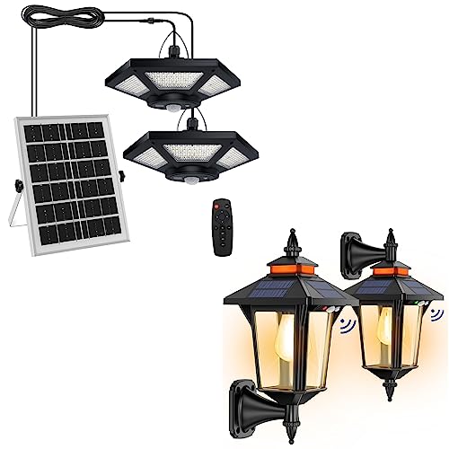 Aqonsie Solar Barn Lights Outdoor with 3 Lighting Modes & Motion Sensor, Elegant Solar Barn Lights Outdoor Waterproof Solar Wall Sconce Lights, Solar Lanterns for Barn Shed Yard Garage Chicken Coop