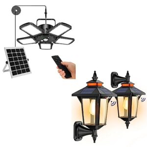 aqonsie solar shed lights outdoor with 3 lighting modes & motion sensor, elegant solar barn lights outdoor waterproof solar wall sconce lights, solar lanterns for barn shed yard garage chicken coop