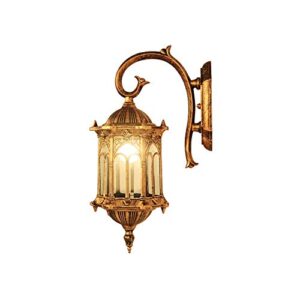 pehub european retro outdoor waterproof wall lamp antirust oil rubbing bronze garden villa decoration courtyard porch lighting wall light 15.7inch glass lantern wall sconce easy to install exterior li