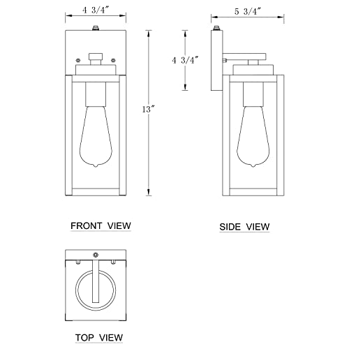 Laplusbelle Dusk to Dawn Outdoor Light Fixtures Black, Waterproof Wall Lantern Sconces with Tempered Glass, E26 Socket Porch Lighting Exterior Lights for Patio Front Porch Garage Entrance, 2 Pack