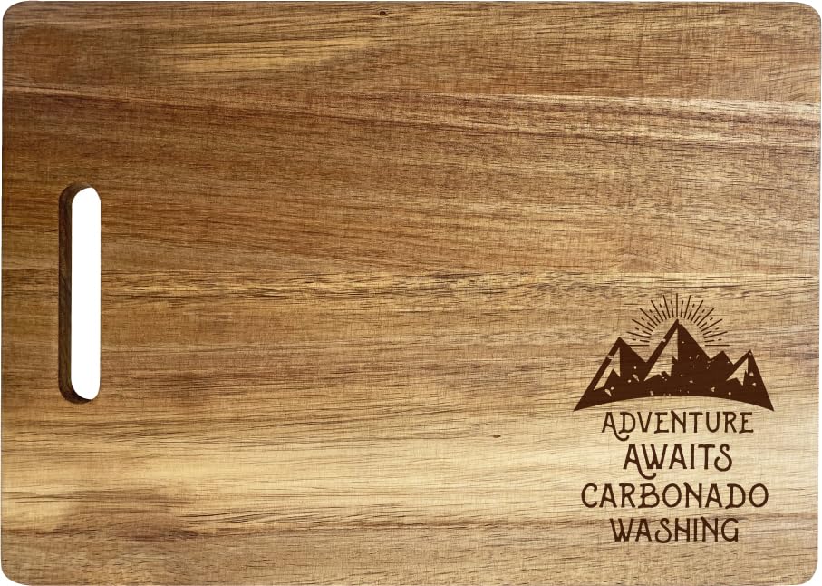 Carbonado Washington Camping Souvenir Engraved Wooden Cutting Board 14" x 10" Acacia Wood Adventure Awaits Design