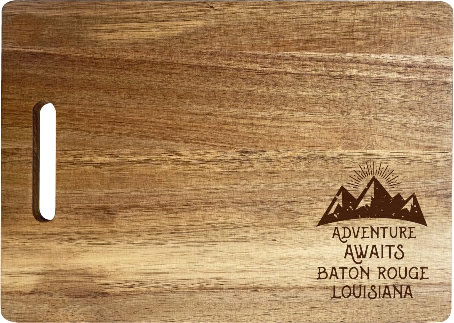 Baton Rouge Louisiana Camping Souvenir Engraved Wooden Cutting Board 14" x 10" Acacia Wood Adventure Awaits Design