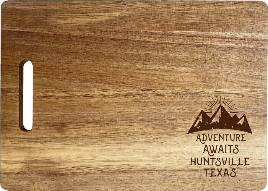 Huntsville Texas Camping Souvenir Engraved Wooden Cutting Board 14" x 10" Acacia Wood Adventure Awaits Design