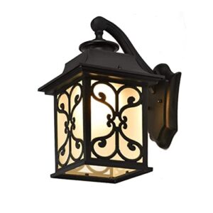 pehub e27 european antique porch wall sconce outdoor garden waterproof aluminum black finish wall lamp square glass lampshade exterior wall mount lighting fixture villa decor wall light exterior light