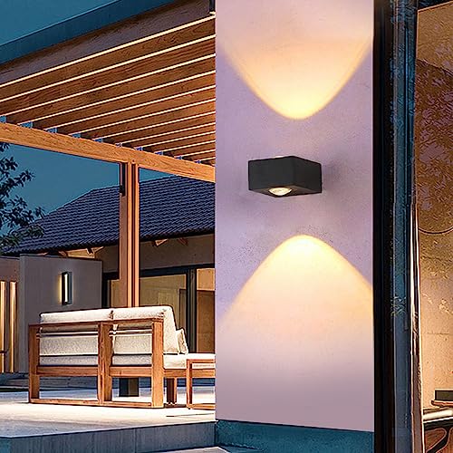 WENZIFI Modern Square Outdoor Wall Lights 6W-LED Exterior Wall Sconce Fixtures Die Cast Aluminum Wall Mounted Lamps for Porch Courtyards Garage Foyer Front Door