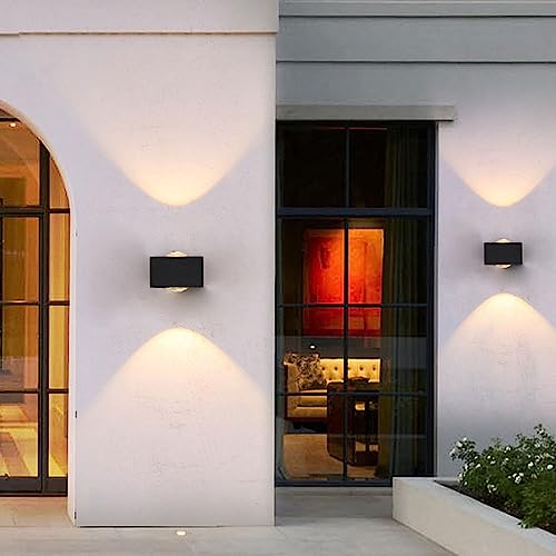 WENZIFI Modern Square Outdoor Wall Lights 6W-LED Exterior Wall Sconce Fixtures Die Cast Aluminum Wall Mounted Lamps for Porch Courtyards Garage Foyer Front Door