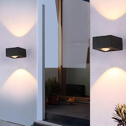 WENZIFI Modern Square Outdoor Wall Lights 6W-LED Exterior Wall Sconce Fixtures Die Cast Aluminum Wall Mounted Lamps for Porch Courtyards Garage Foyer Front Door