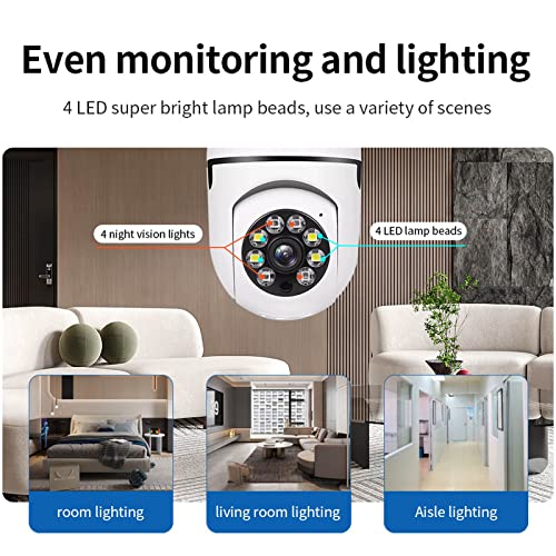 ufehgfjh E27 Light Bulb Camera with Memory Card 2.4GHz WiFi Outdoor, HD 1080P Camera Securi-ty Camera 2-Way Audio, 360° Home Warehouse Cameras, Full Color Day & Night (16G Memory Card)