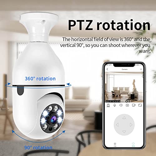 ufehgfjh E27 Light Bulb Camera with Memory Card 2.4GHz WiFi Outdoor, HD 1080P Camera Securi-ty Camera 2-Way Audio, 360° Home Warehouse Cameras, Full Color Day & Night (16G Memory Card)