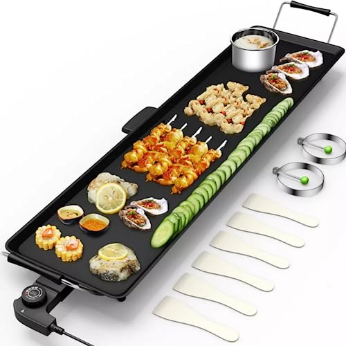 Versatile Electric Griddle with Reversible Non-Stick Plate and Temperature Control, Perfect for Pancakes, Bacon, and More