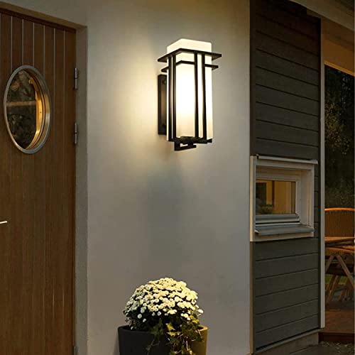 Wall Sconces , Outdoor Patio Wall Lights, Outside Black Up/Down Wall Lamp E27 Glass Lantern Exterior Wall Sconce IP65 Waterproof Aluminium Garden Wall Lights for Garden Terrace Balcony Porch Garage