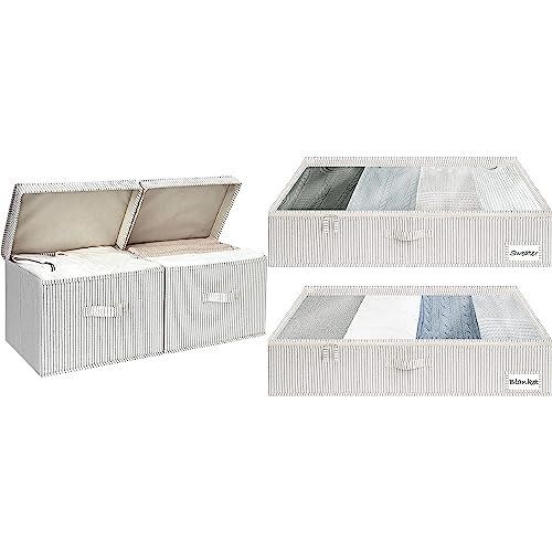 StorageWorks 2-Pack Decorative Storage Boxes with 2-Pack Underbed Storage Boxes