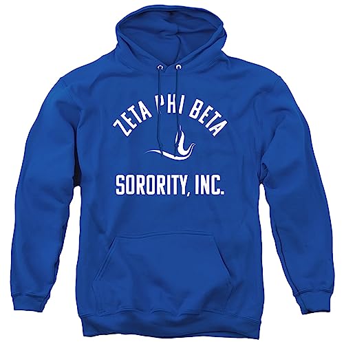 Zeta Phi Beta Sorority Official One Color Logo Unisex Adult Pull-Over Hoodie, Royal Blue, Large