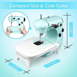 Sewing Machine Portable, 2-Speed Mini Sewing Machine for Beginners, Safe Sewing Kit & Easy to Use Small Sewing Machine with Extension Table, Light, Foot Pedal, Best Gift for Kids Women and Household