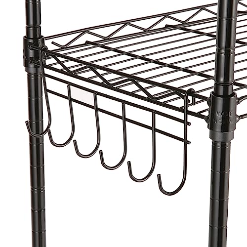 Himimi 6-Tier Wire Shelving Unit, Adjustable Metal Storage Rack with Wire Shelves, Versatile Wire Shelving Rack for Tall and Narrow Storage, Steel Storage Shelves for Organization & Side Hooks, Black