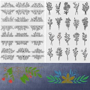 44 pcs water soluble stabilizer for embroidery,stick and stitch embroidery paper with pre-printed pocket flowers pattern adhesive adhesive wash away stabilizer for embroidery hand sewing lover